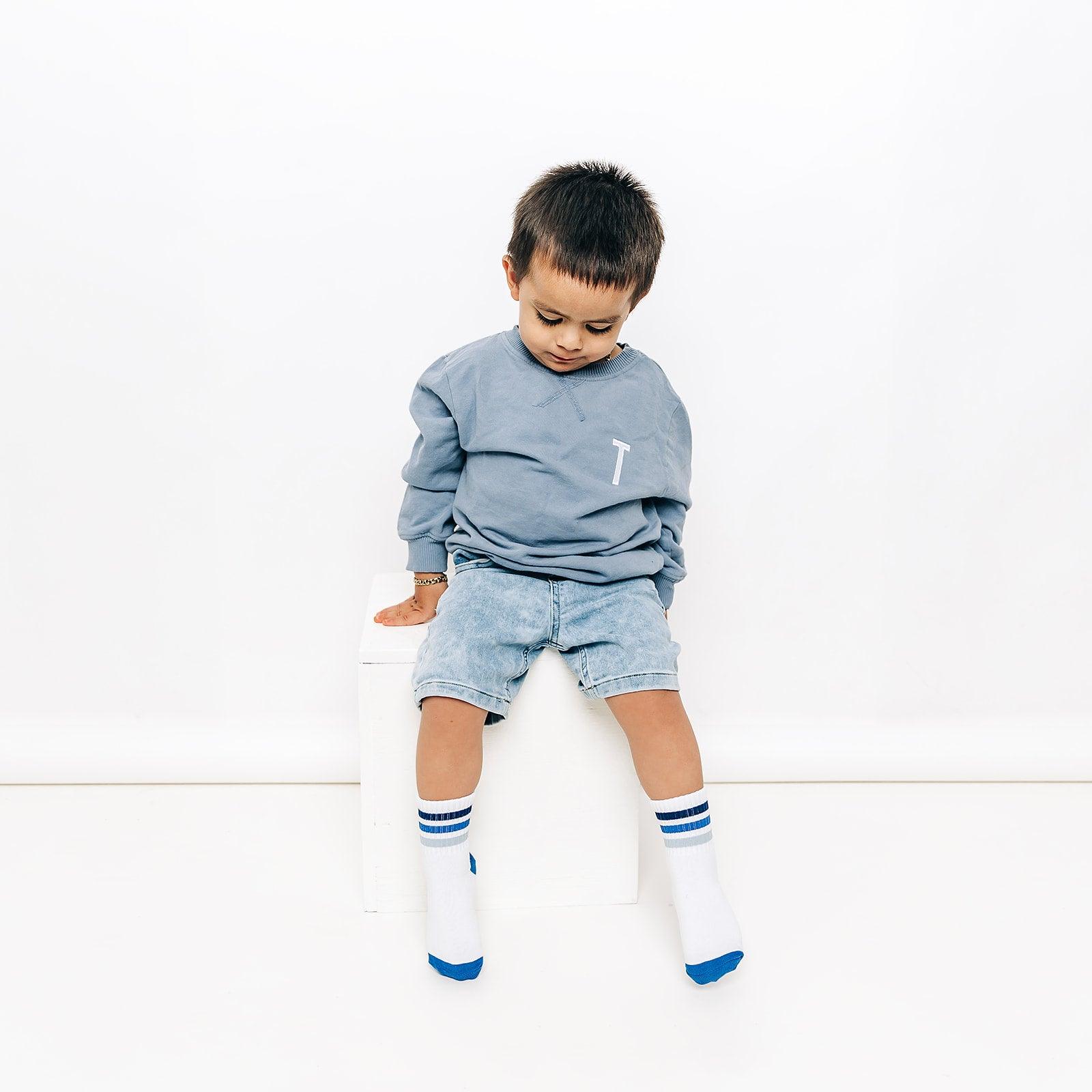 Blue Stripe Socks For Kids Striped Socks Rey to Z Rey To Z