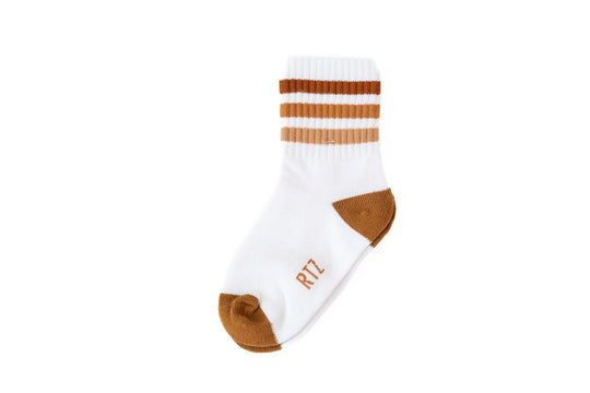 Tan Stripe Socks For Kids | Striped Socks - Rey to Z – Rey To Z